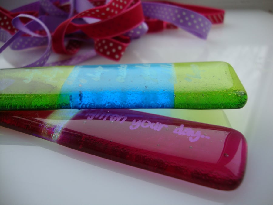 fused glass wish sticks - Folksy