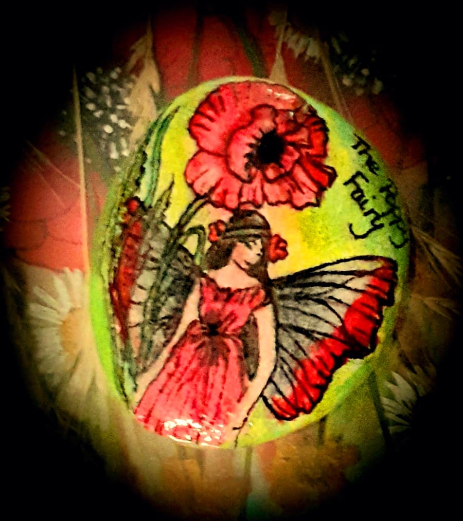 Hand painted "The Poppy Fairy " beac... - Folksy