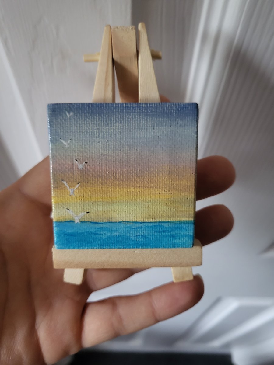 Original mini canvas seascape painting ocean su... - Folksy