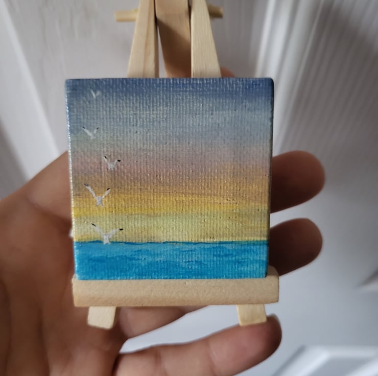 Original mini canvas seascape painting ocean su... - Folksy