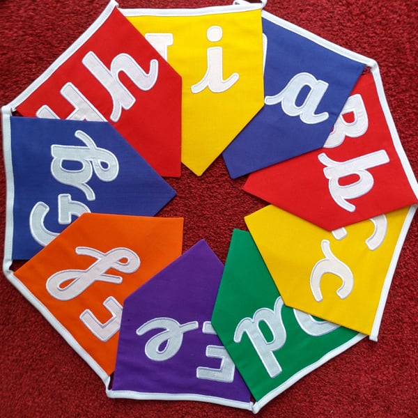 Capital and Cursive Case Alphabet Bunting Rainb... - Folksy