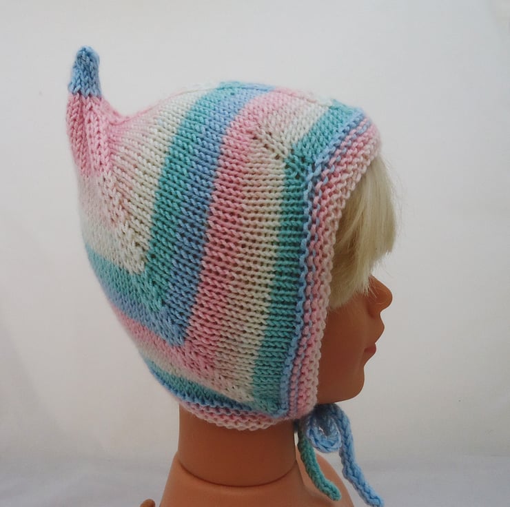 Hand knitted Baby Pixie Bonnet, Baby Pixie Hat,... - Folksy