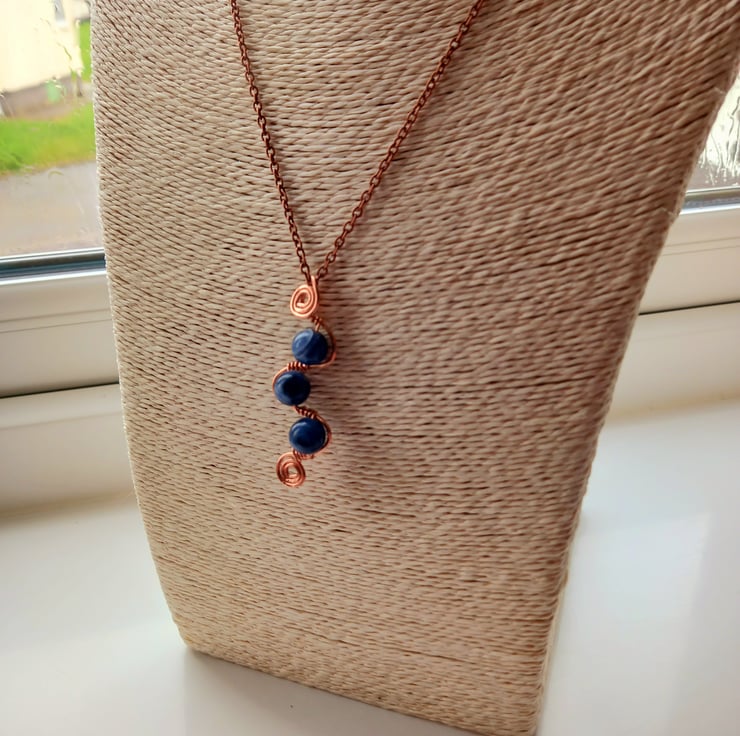 Sodalite and Copper Loop Pendant - Folksy