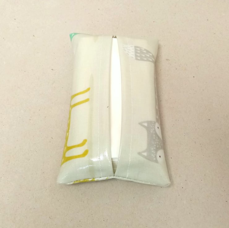 Tissue holder in beige with fox pattern, tissue... - Folksy