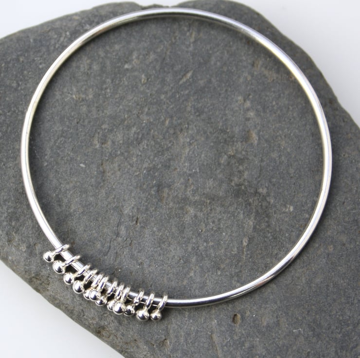 Sterling silver charm bangle - Folksy