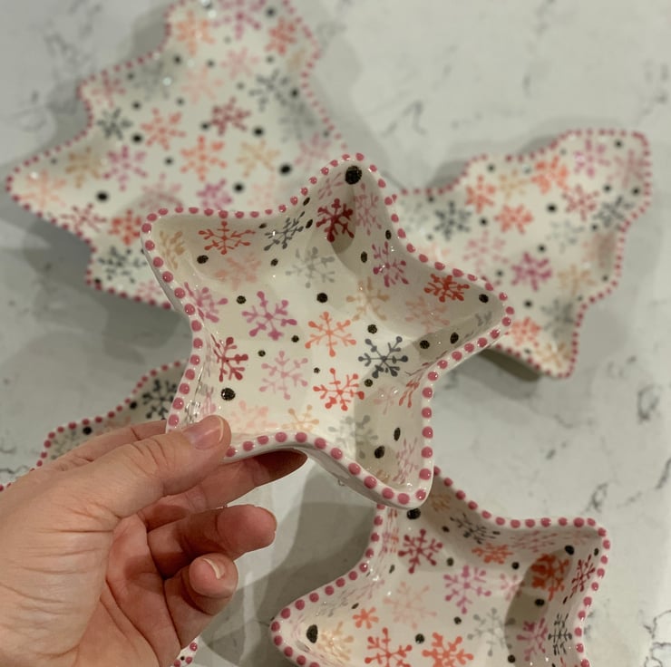 Ceramic Snowflakey Star Dish - Folksy