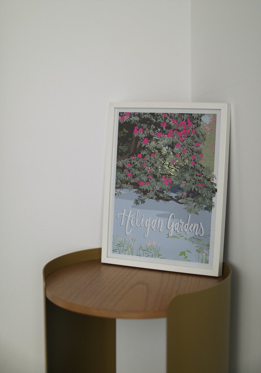 Heligan Gardens Art Print Hand lettered Illustr... - Folksy