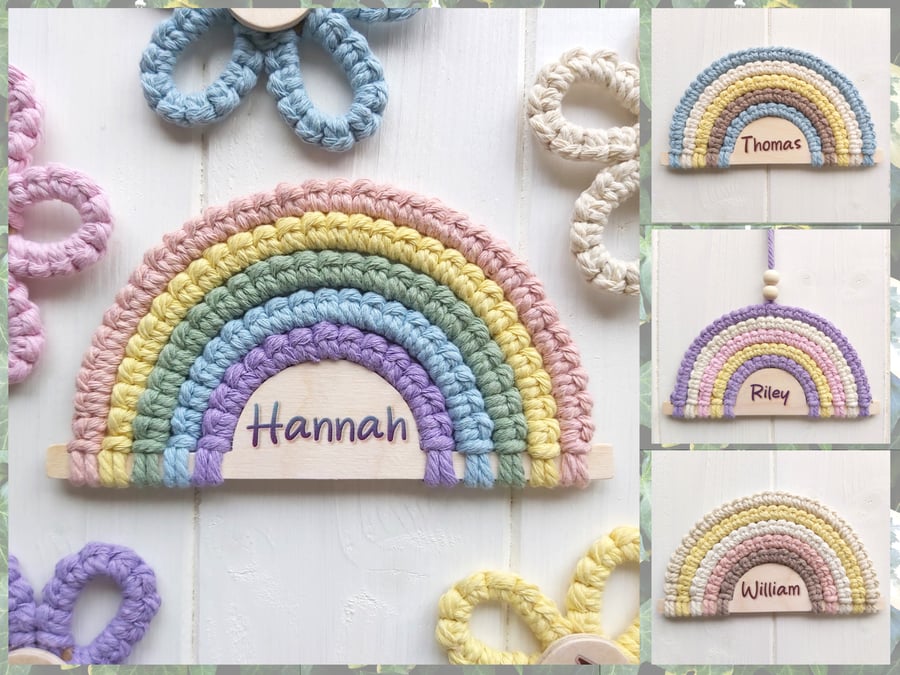 Personalised macrame rainbow, Custom rainbow wa... - Folksy