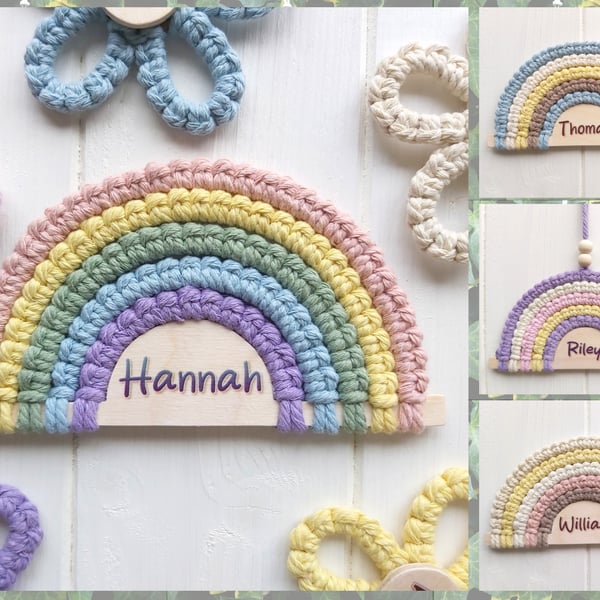Personalised macrame rainbow, Custom rainbow wa... - Folksy