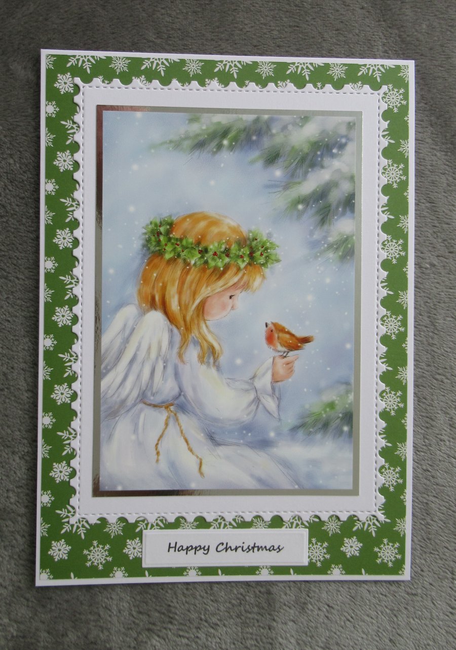 Angel With Robin - A5 Card - Folksy