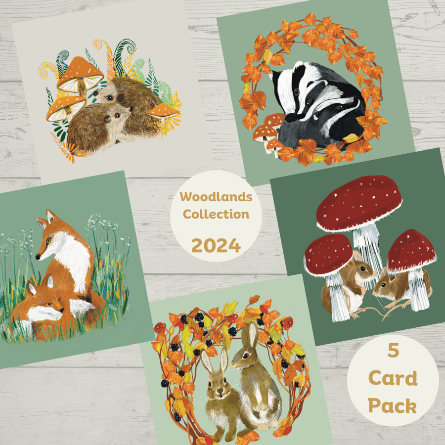 Animal Blank card set woodland animal cards - Folksy