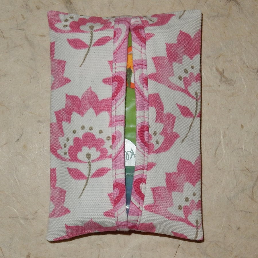 Pretty pink floral pocket tissue holder - Folksy
