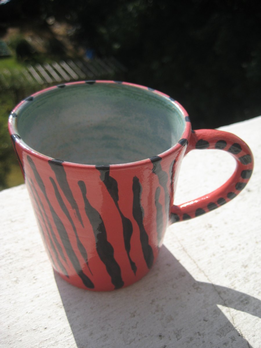 Red striped Mug - Folksy