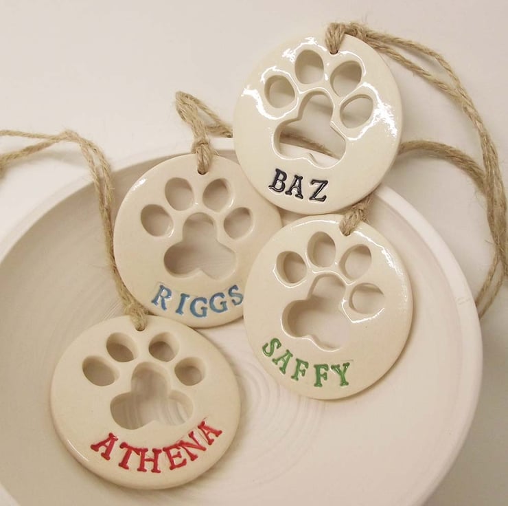 Ceramic dog or cat paw print keepsakes - made t... - Folksy