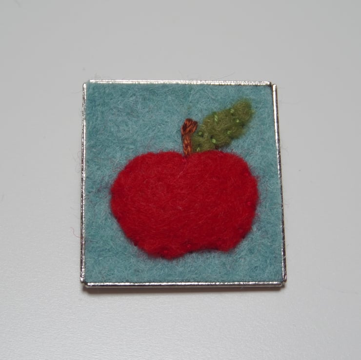 Red Apple Gift for Teacher Hand Stitched Badge - Folksy