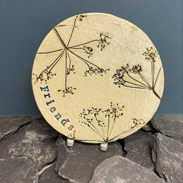 Friends handmade ceramic tile coaster, decorati... - Folksy