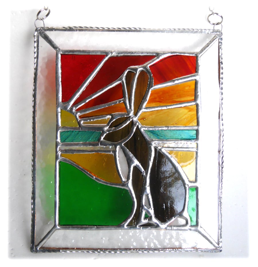 SOLD 240217 Sunset Hare Stained Glass Art Pictu... - Folksy