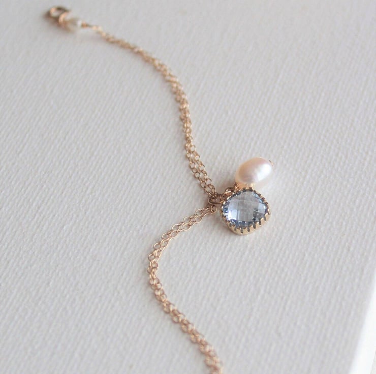 Something blue bridal bracelet in gold or silver - Folksy