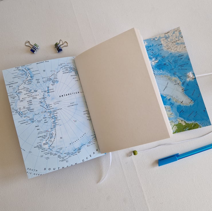 Custom Map Journal Hand Bound in Leather, A5 or A6 - Folksy