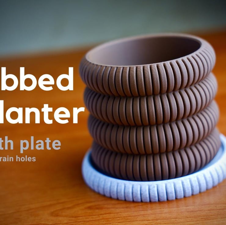 Ribbed Planter with Drainage Plate 3D Printed M... - Folksy