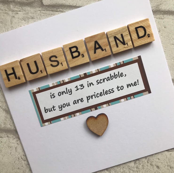 Handmade Husband Card: Scrabble Tiles & MDF... - Folksy