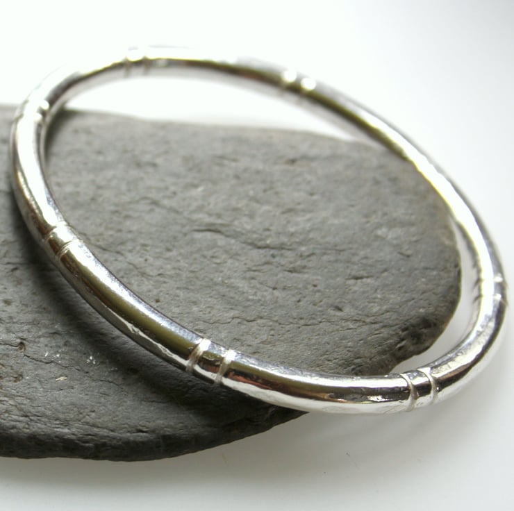 Silver bangle , heavy oval . men or women - Folksy