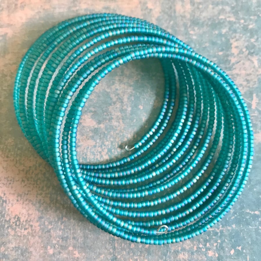Beaded Memory Wire Statement Bracelet - Folksy