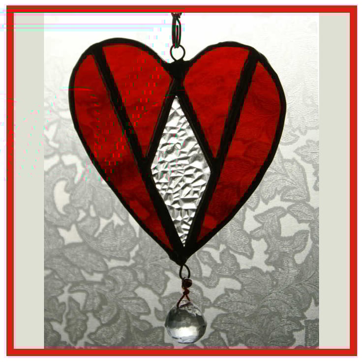 Diamond Love Heart A Stained Glass Suncatcher... - Folksy