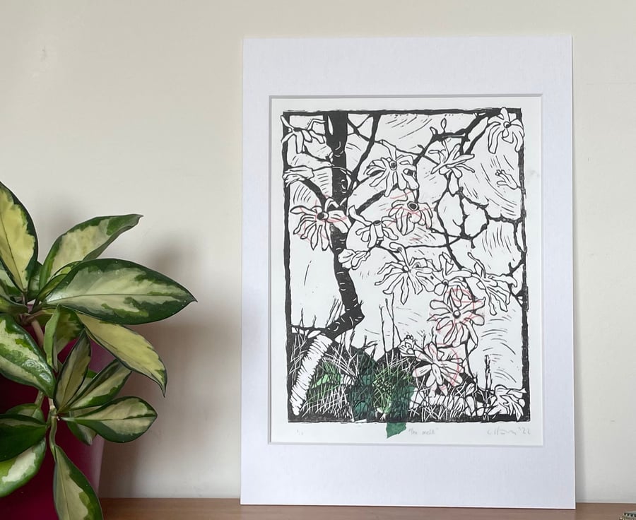 The Melt - Linocut Print with Chine Colle - A4 ... - Folksy