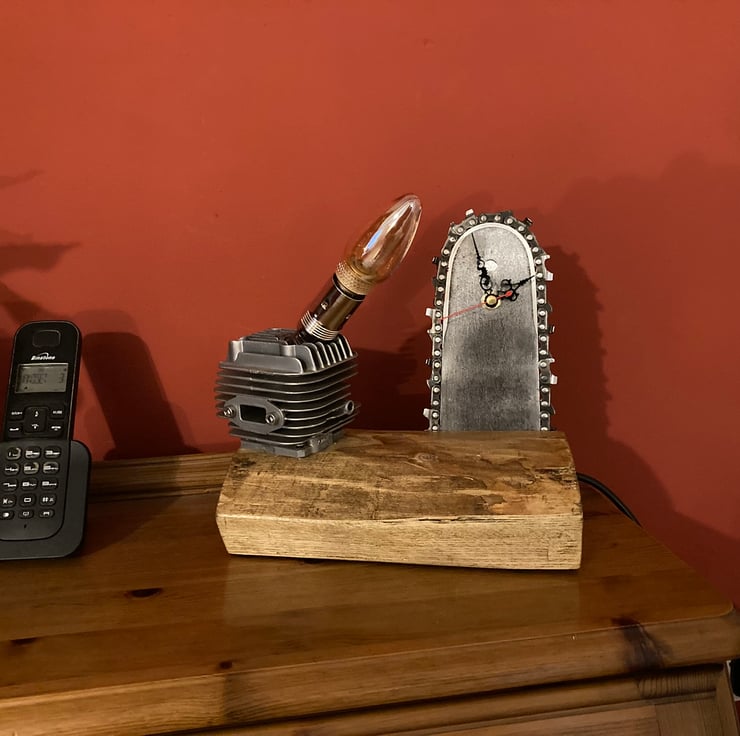 Chainsaw Themed Table Lamp and Clock Combo, Mou... - Folksy