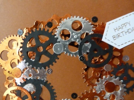 Orange Cog Birthday Card - Folksy
