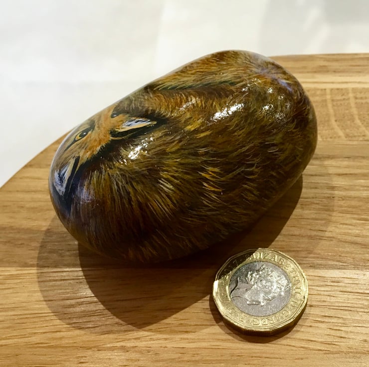 Fox hand painted pebble garden rock art wildlif... - Folksy