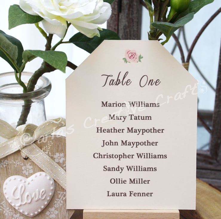 Personalised wedding table plan individual card... - Folksy