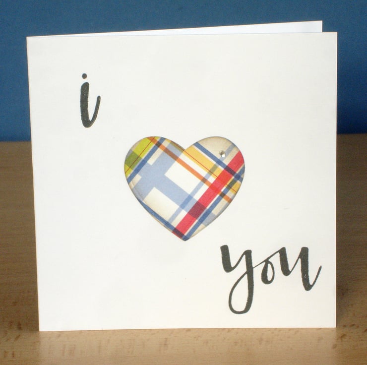 Multi-coloured Heart handmade card - Folksy