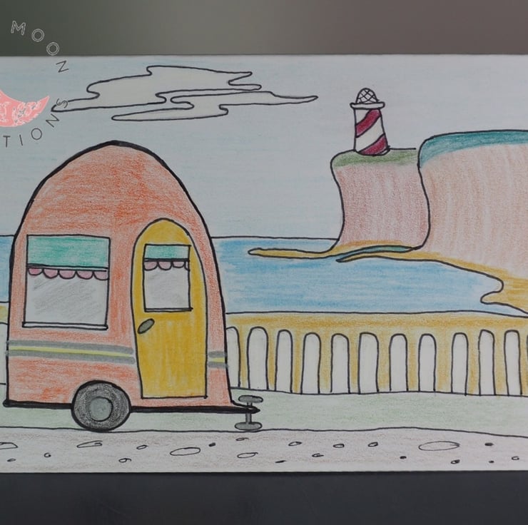 Blank Card With Holiday Caravan Picture - Folksy