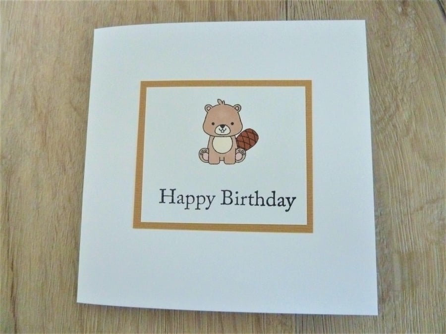 Happy Birthday beaver card - Folksy
