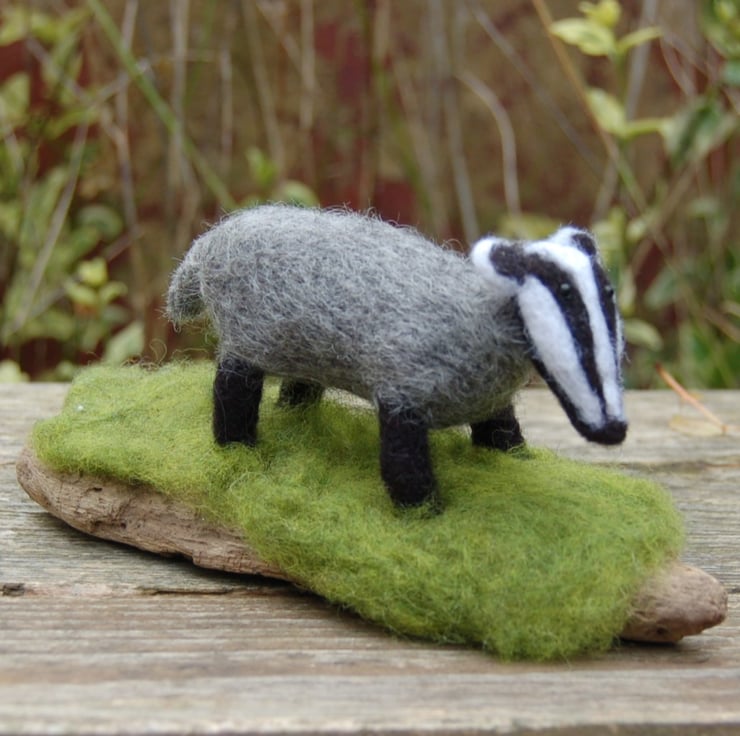 Needle felt Badger. Textile art sculpture - Folksy