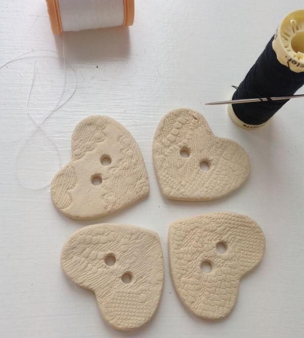 Lace Impressed Ceramic Heart Button - Folksy