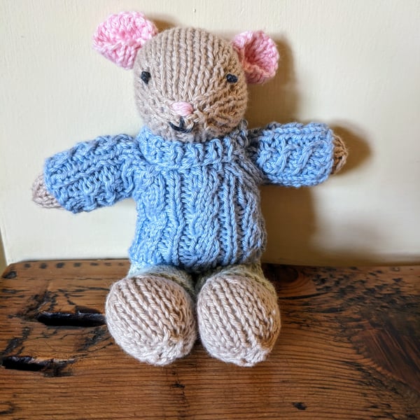 Hand knitted cotton mouse - Folksy