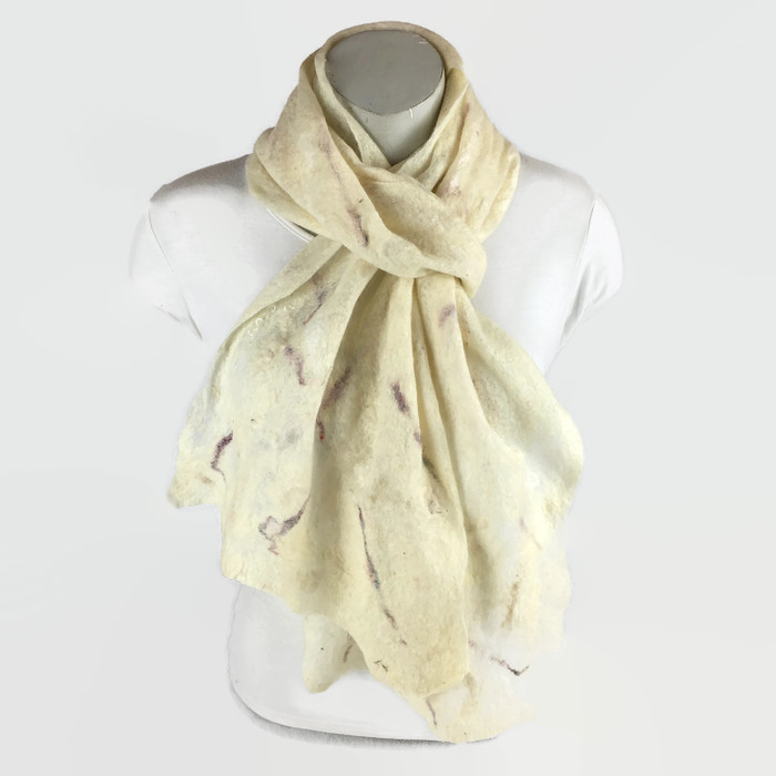 Natural white merino wool cobweb scarf with woo... - Folksy
