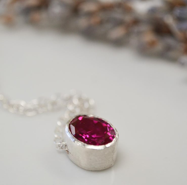 Ruby gemstone pendant necklace - July birthstone - Folksy