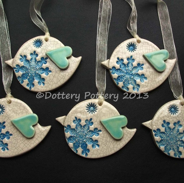 Ceramic Frosty robin Christmas decoration - Folksy
