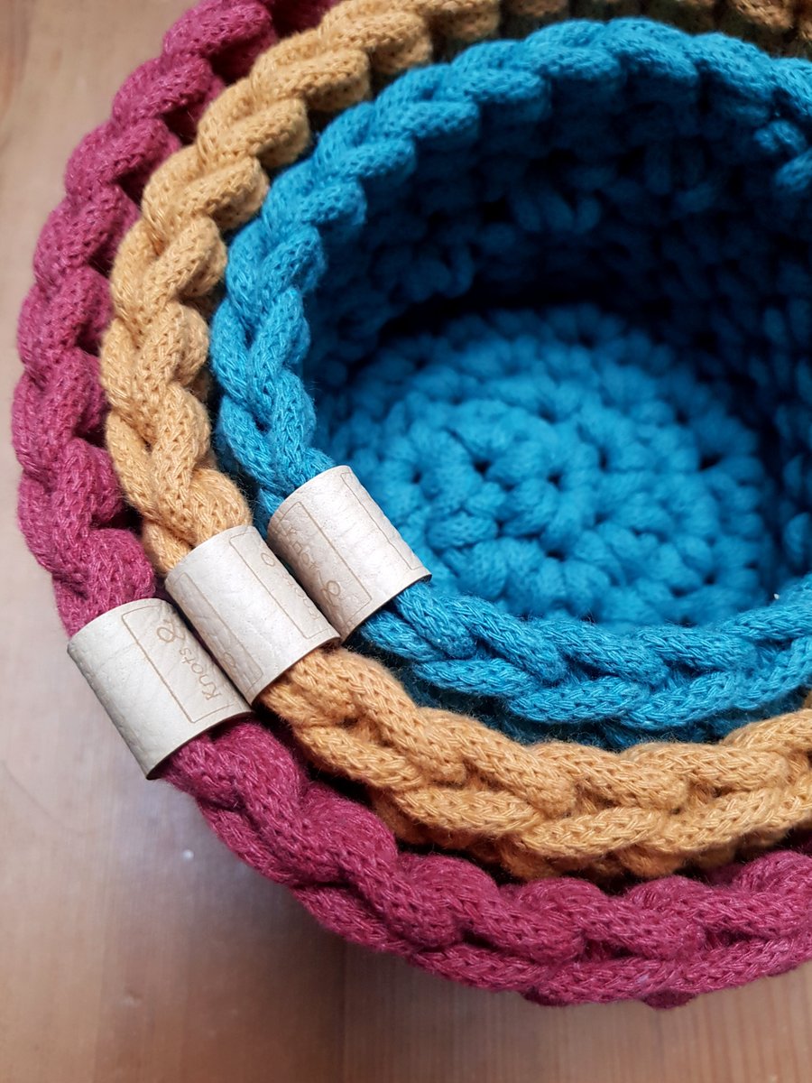 Nesting set of 3 Crochet Baskets, 16 Colour Cho... - Folksy