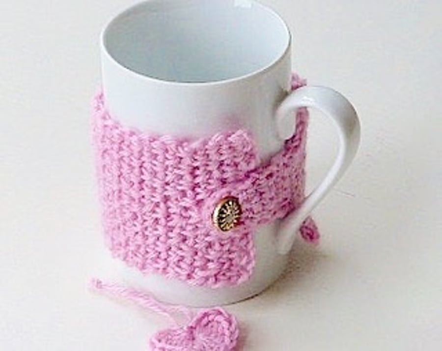 Mug cosy, crochet mug sleeve, Pink mug hug - Folksy
