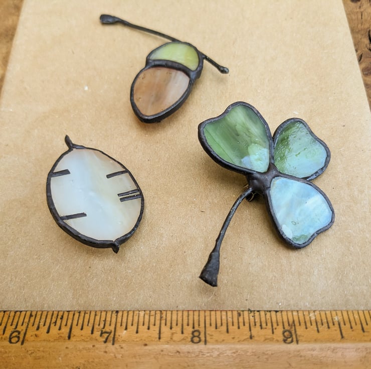 Stained glass brooch of Acorn, Clover (Shamrock... - Folksy