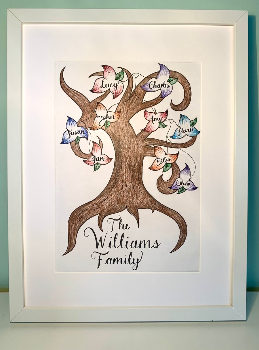 'Family Tree' Hand-Illustrated Custom Design, P... - Folksy
