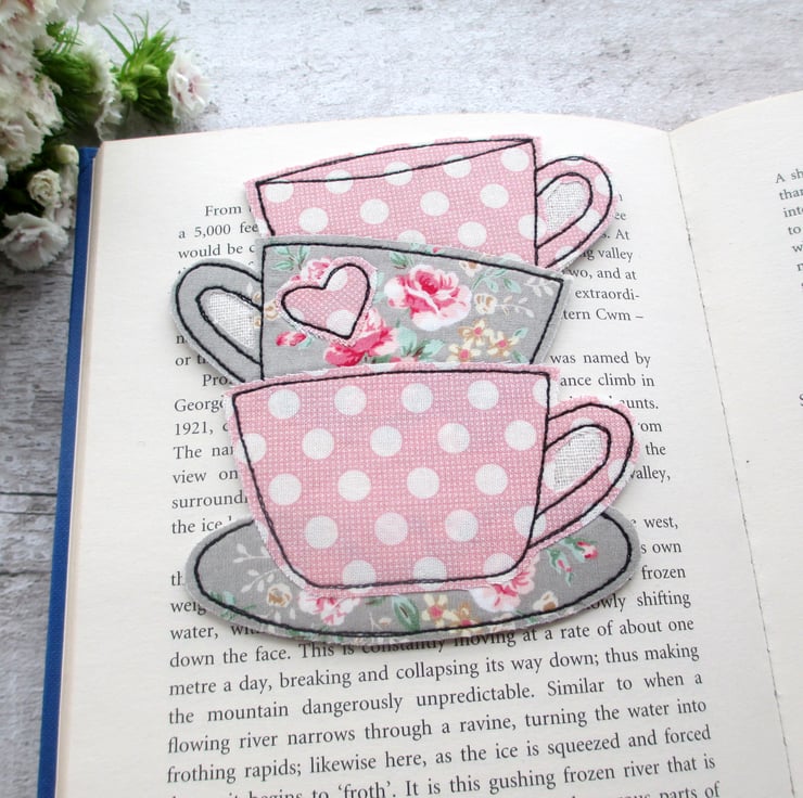 Tea cups bookmark, book lover gifts - Folksy