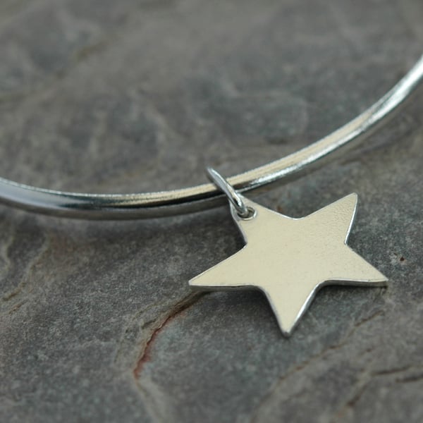 Star Bangle Bracelet in Sterling Silver, Medium... - Folksy