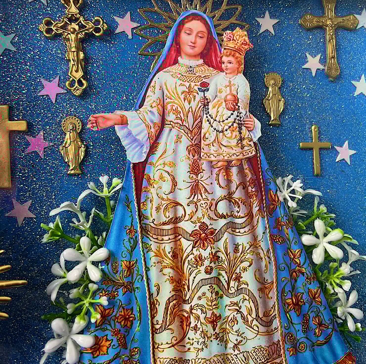 Virgin Mary Folk Art Religious Kitsch Wall Shrine - Folksy