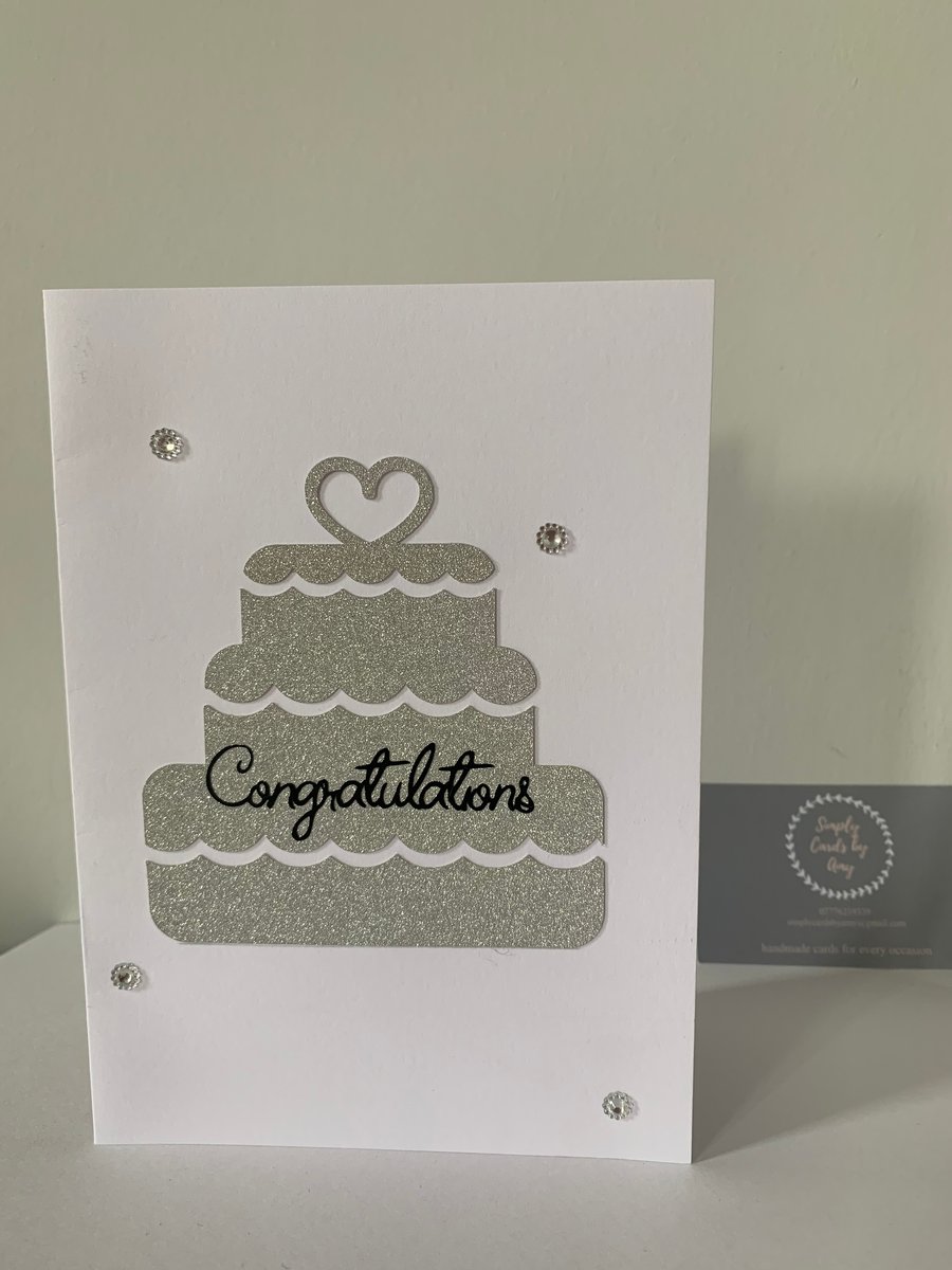 Silver Congratulations Cake - Folksy